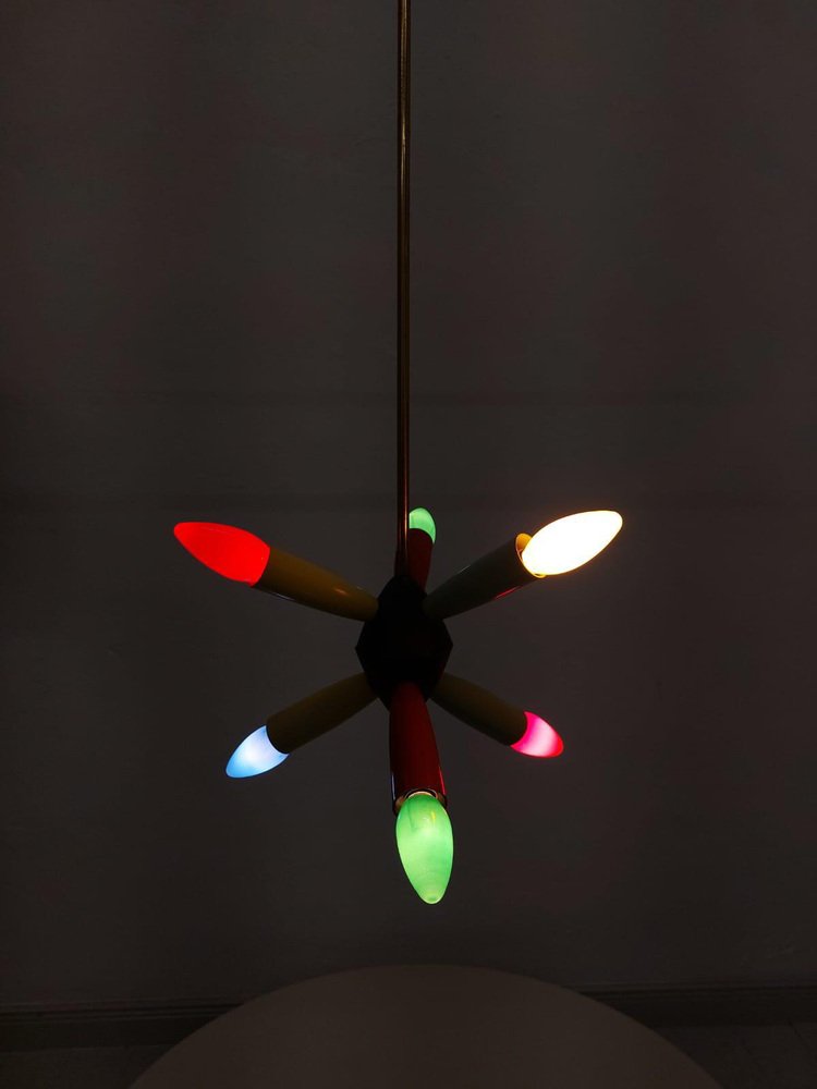 Colorful Sputnik Ceiling Lamp, Germany, 1950s for sale at Pamono