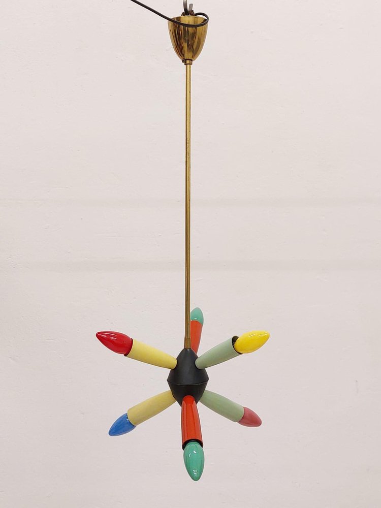 Colorful Sputnik Ceiling Lamp, Germany, 1950s for sale at Pamono