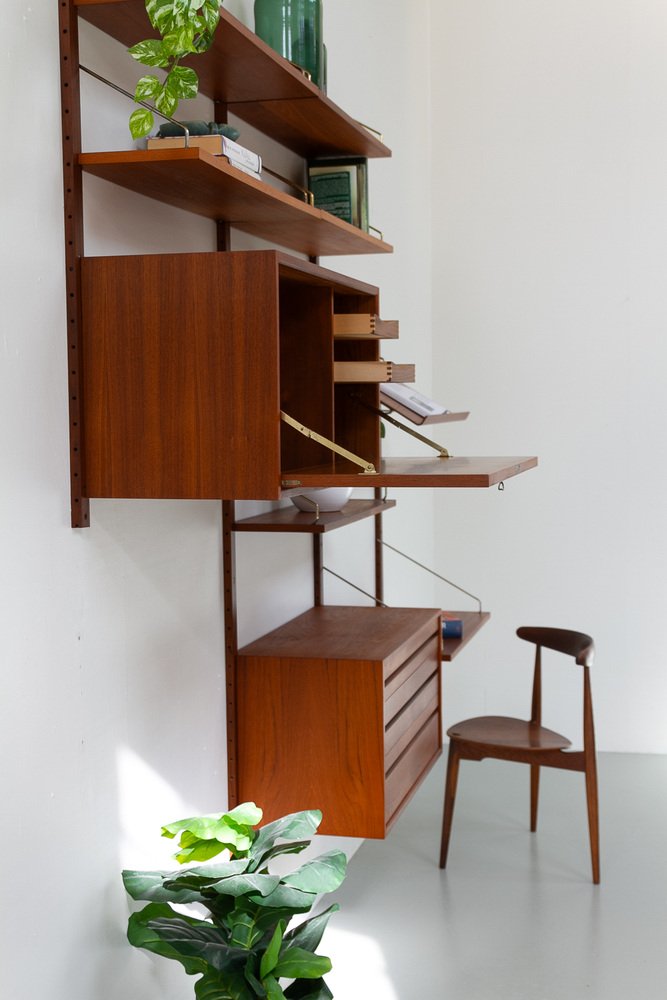 Danish Modern 3-Bay Modular Teak Wall Unit by Poul Cadovius for Cado ...