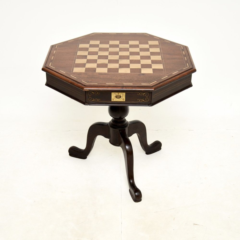 Vintage Inlaid Brass Side / Chess Table, 1950s for sale at Pamono