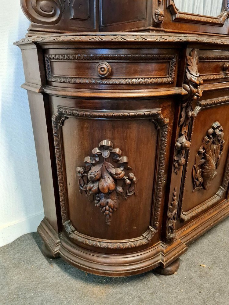 Renaissance Castle Library in Walnut Half Moon Shape for sale at Pamono