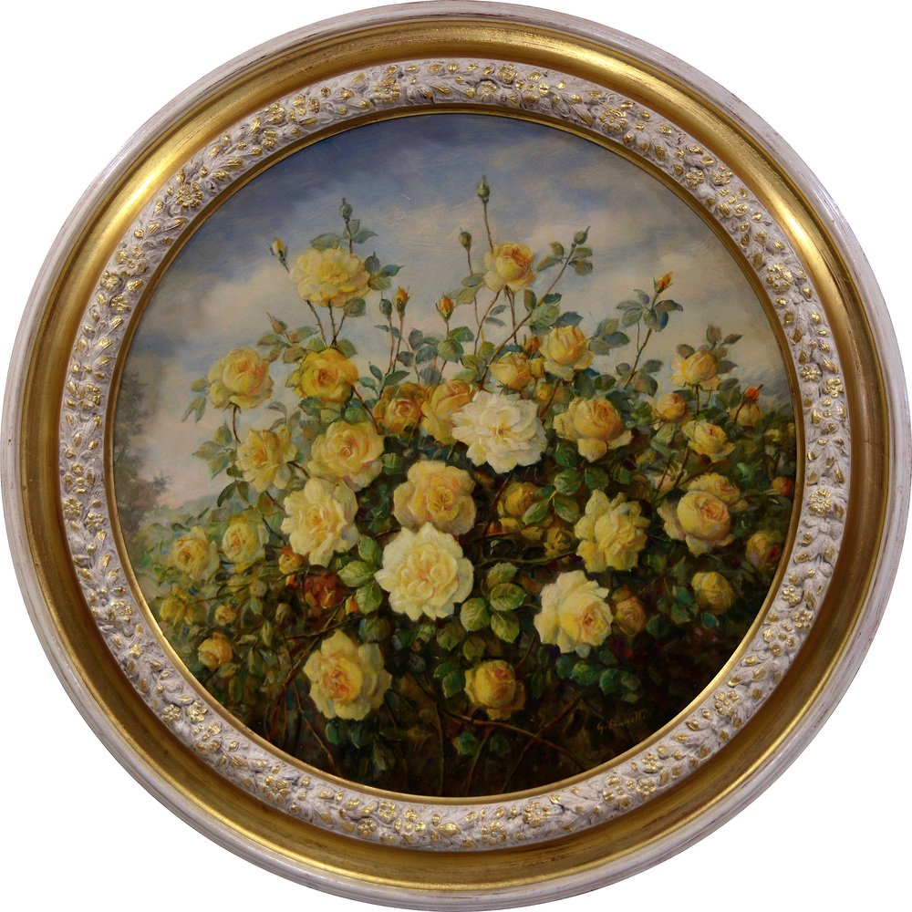 Giovanni Bonetti, Yellow Roses, Oil on Canvas, 2019 for sale at Pamono