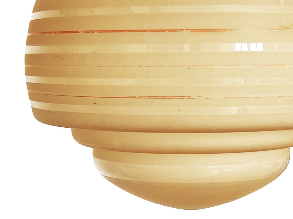 Art Deco Opaline Glass Beehive Ceiling Lamp, 1930s for sale at Pamono