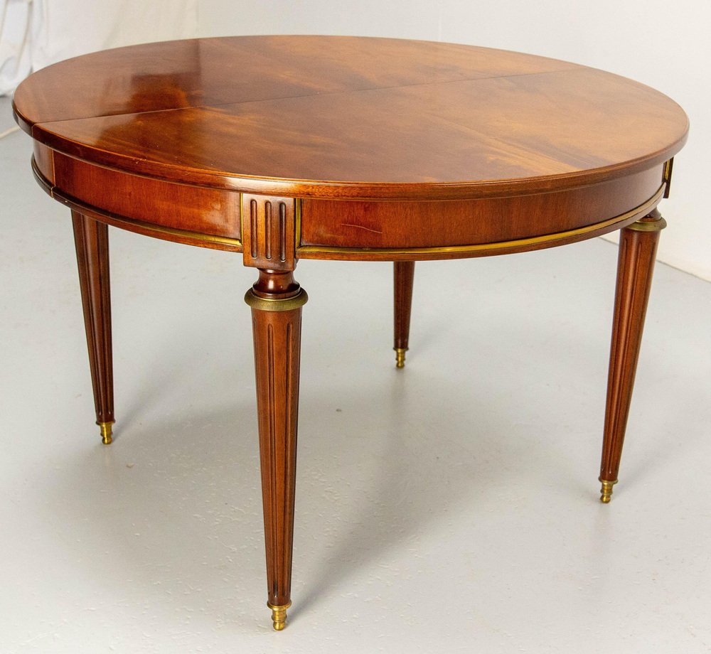 French Round Extending Dining Table, 1960s for sale at Pamono