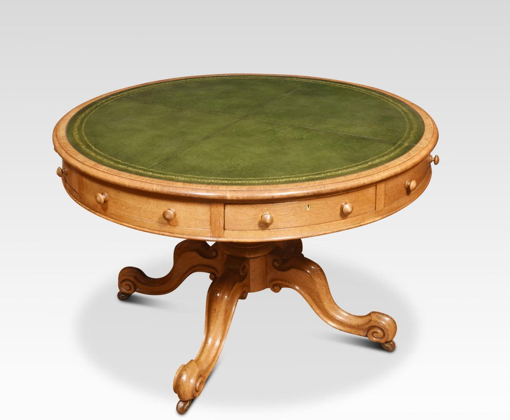 19th Century Oak Drum Table for sale at Pamono