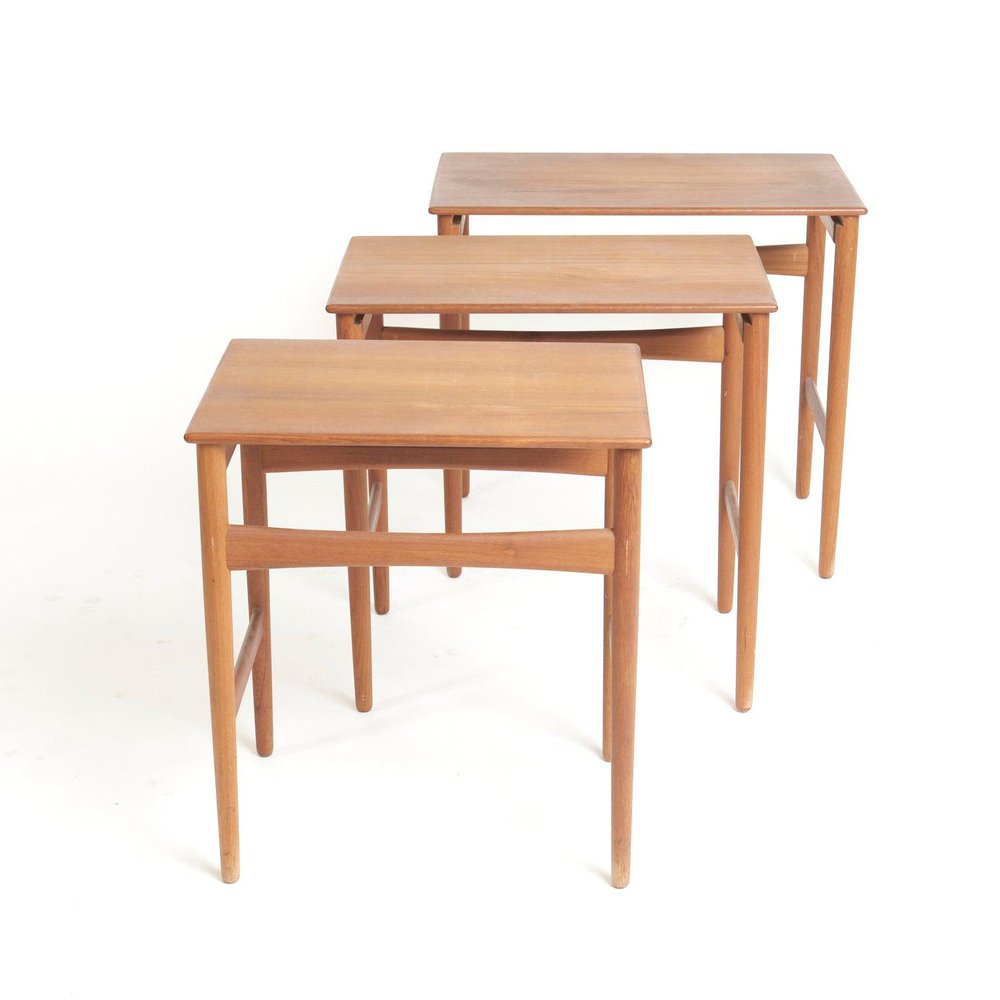 Danish Nesting Tables by Hans Wegner, 1960s, Set of 3 for sale at Pamono