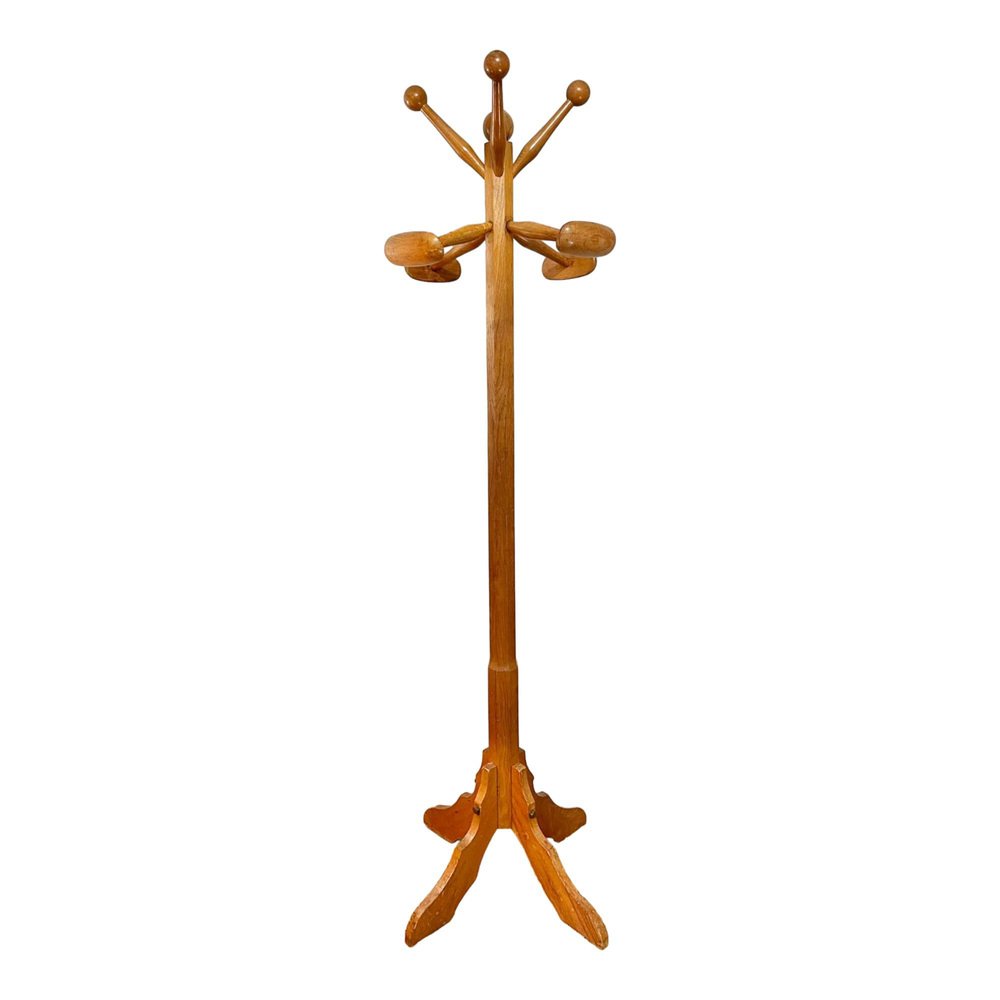 Scandinavian Oak Coat Rack, 1970s for sale at Pamono