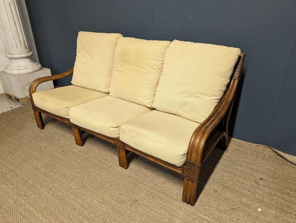 Rattan Sofa in Yellow for sale at Pamono