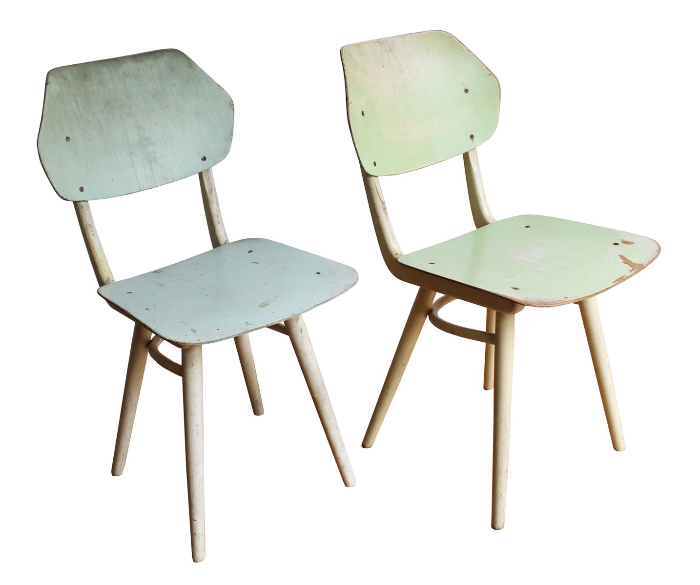 Set of Mid-Century Modern Green and Blue Dining Chairs by Ton, 1964 for ...