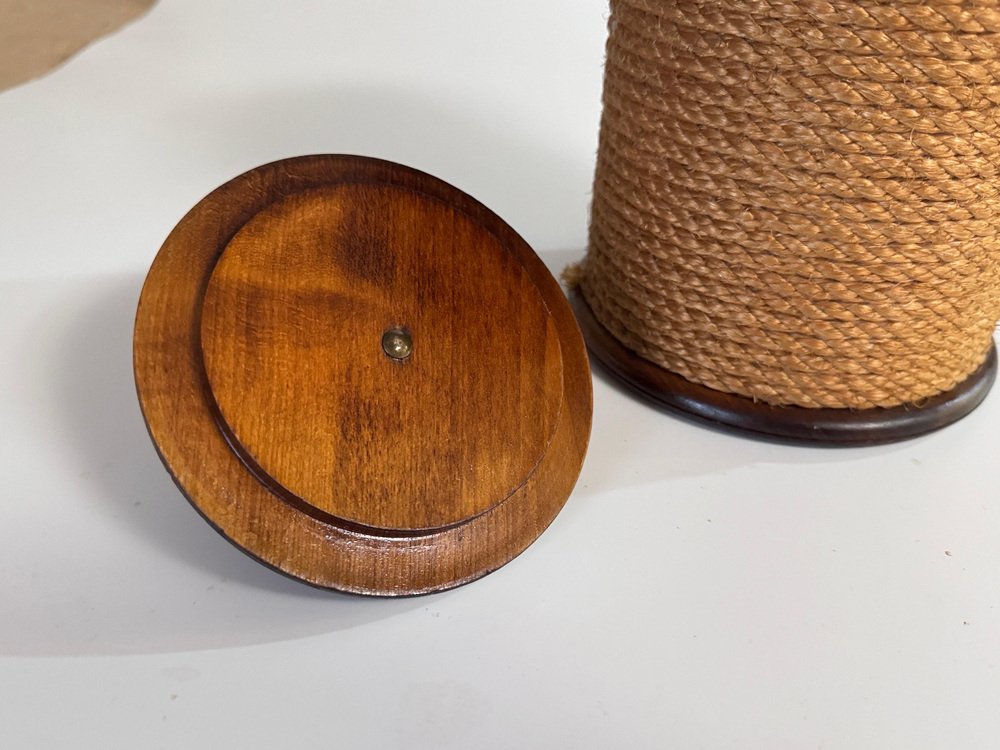 Rounded Wood and Rope Box, France, 1960s for sale at Pamono