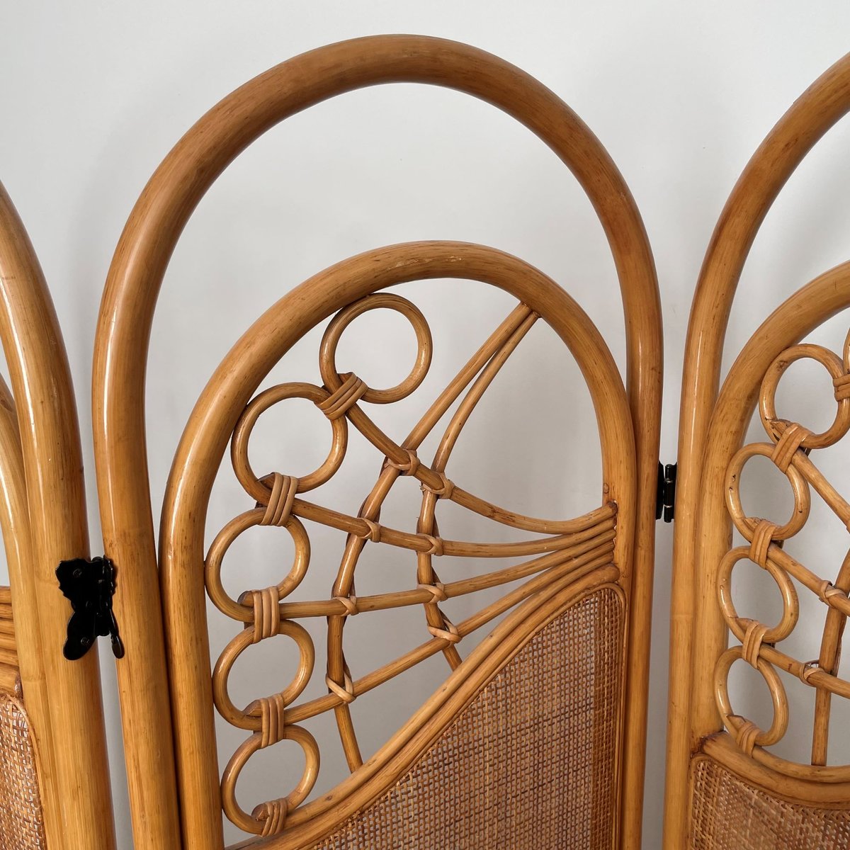 Cane Three-Fold Room Divider, 1960s for sale at Pamono