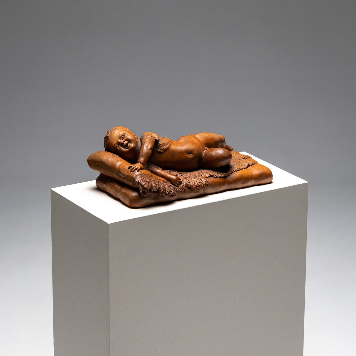 Reclining Infant in Terracotta by F. Sans for sale at Pamono