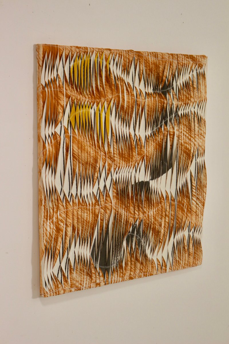 Textile Sculpture Painting with Wave and Relief Effect Using Blue ...