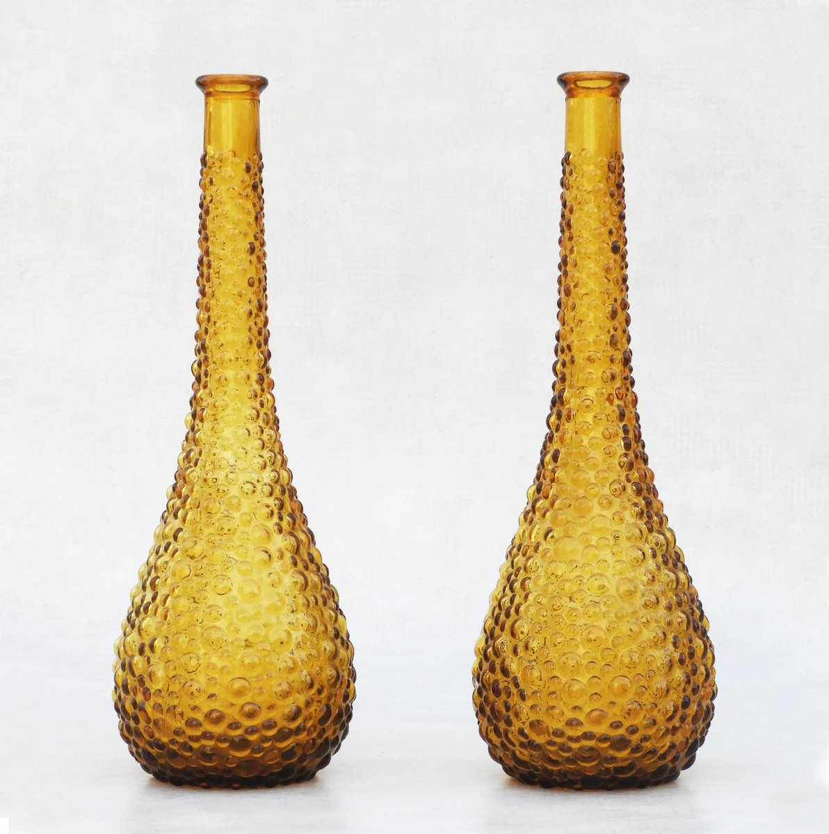 Mid-Century Empoli Amber Bubble Glass Bottle Vases, 1960, Set of 2 for ...