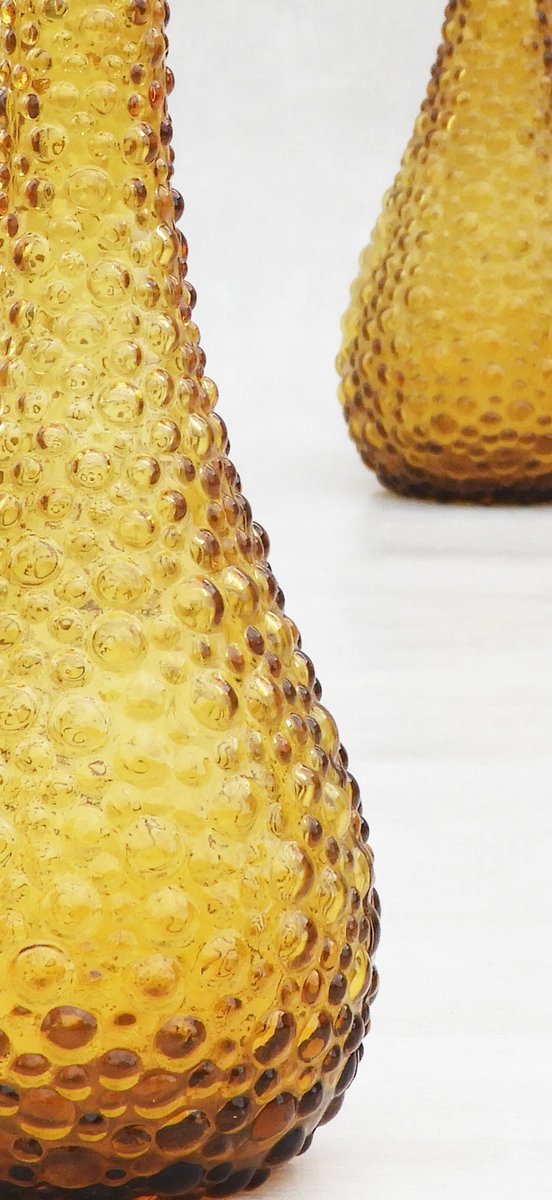 Mid-Century Empoli Amber Bubble Glass Bottle Vases, 1960, Set of 2 for ...