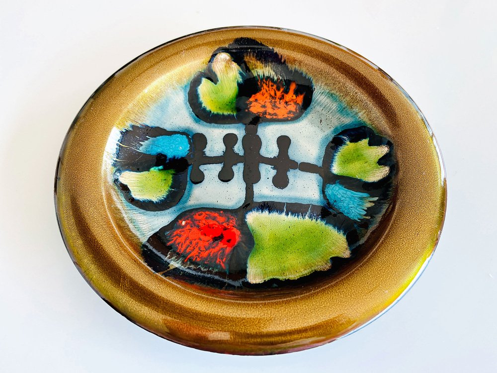 Italian Enamelled Copper Dish by Studio Cellini, 1970s for sale at Pamono