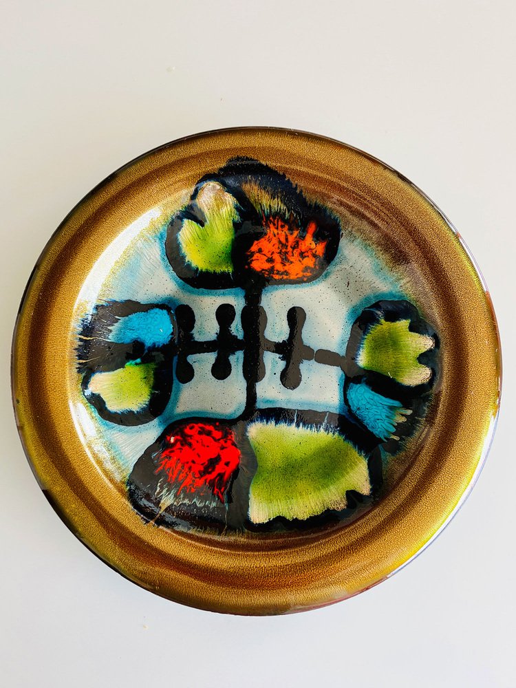 Italian Enamelled Copper Dish by Studio Cellini, 1970s for sale at Pamono