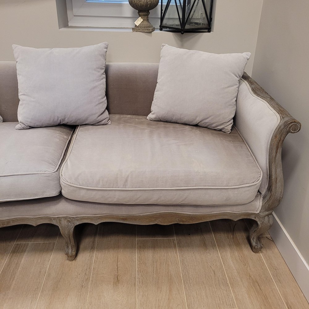 French Louis XV Provencal Style Sofa in Washed Wood for sale at Pamono