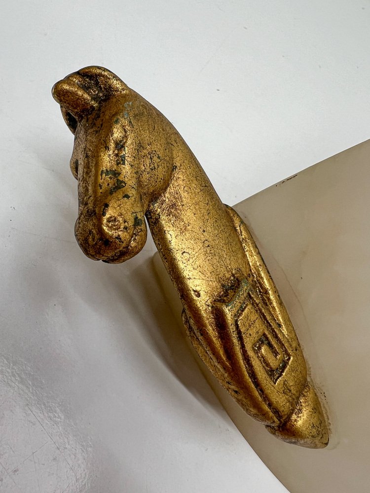 Half Dome Alabaster Wall Lights with Horse Decoration, 1960s, Set of 2 ...