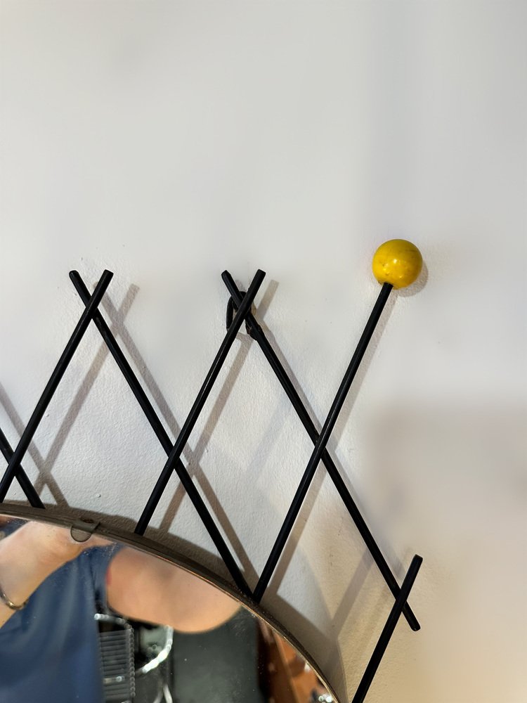 Mid-Century French Organic Shape Cross Hatch Iron Mirror, 1950 for sale ...