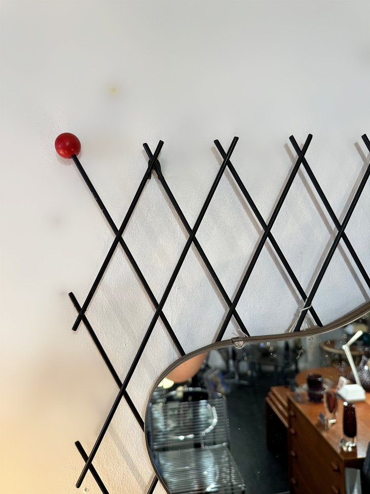 Mid-Century French Organic Shape Cross Hatch Iron Mirror, 1950 for sale ...