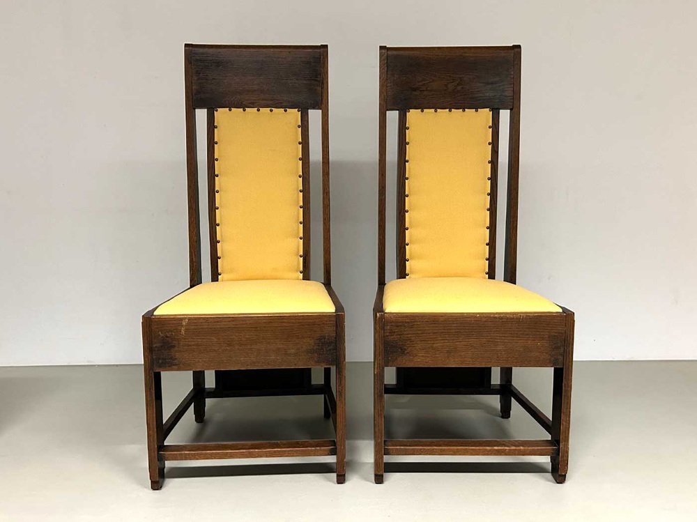 Set of Vintage High Back Chairs, 1920s for sale at Pamono