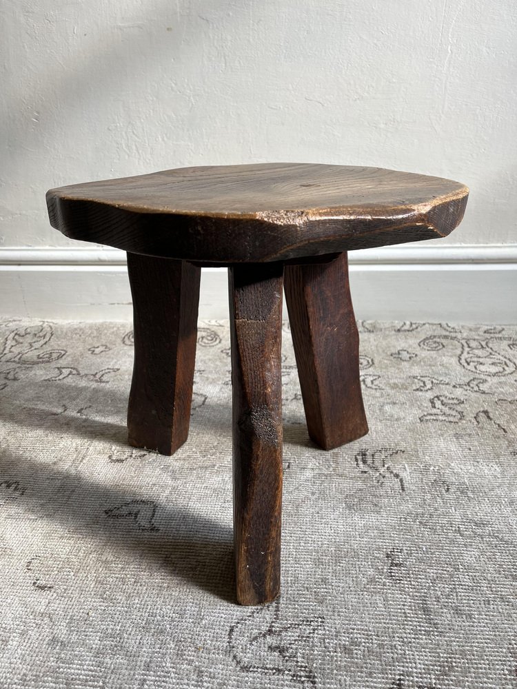 Folk Art Wooden Slab Stool, 1930s for sale at Pamono