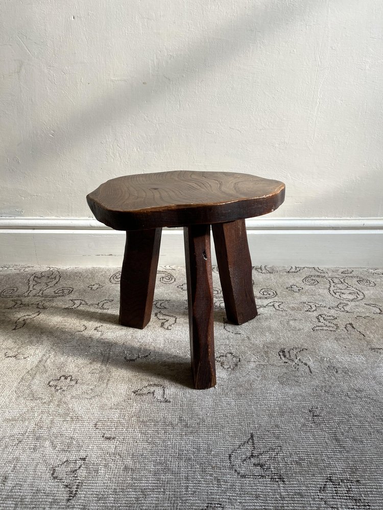 Folk Art Wooden Slab Stool, 1930s for sale at Pamono