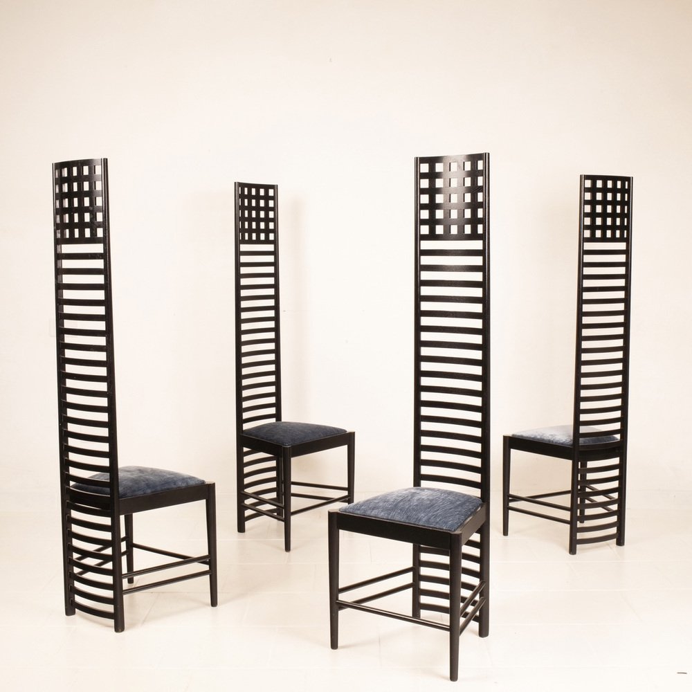 Hill House Chairs by Charles Rennie Mackintosh for Alivar, 1980s, Set ...