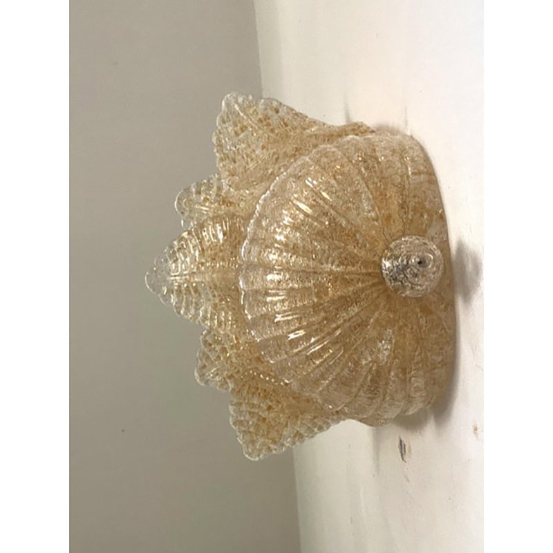 Transparent and Gold Graniglia Leaf Murano Glass Wall Sconces by ...