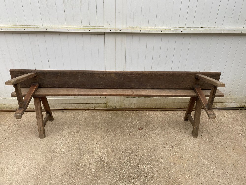 Oak Wooden Farm Benches, 1890s, Set of 2 for sale at Pamono