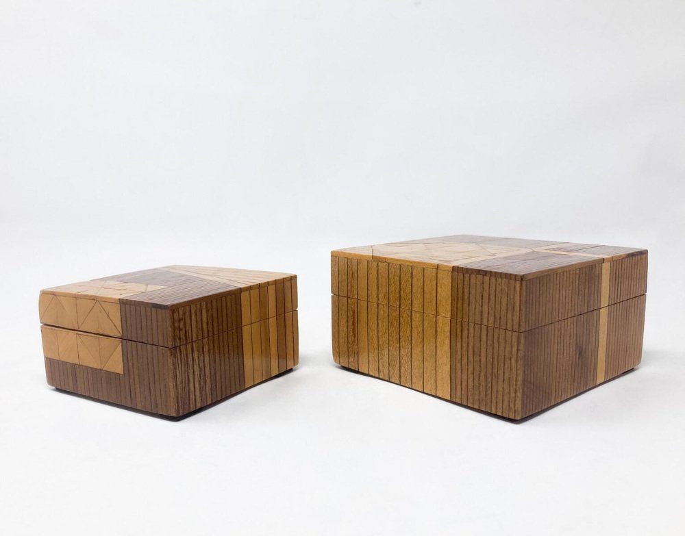 Mid-Century Modern Little Marquetry Boxes, Set of 2 for sale at Pamono