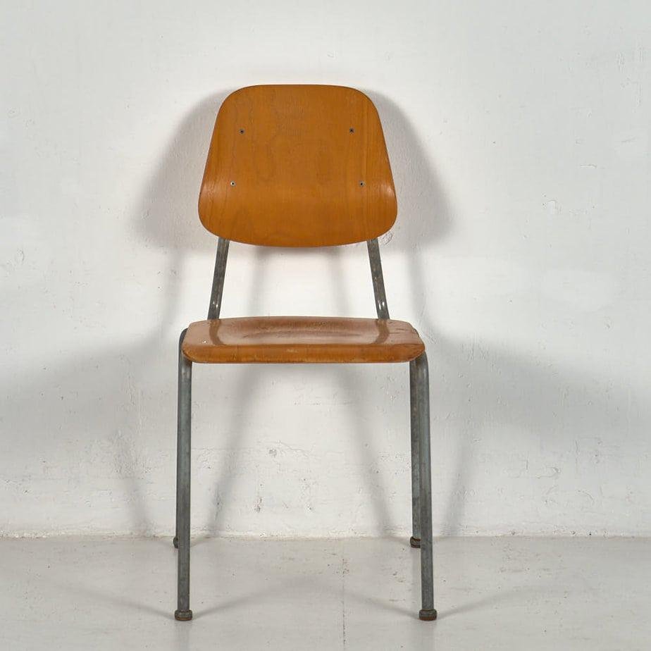 Industrial Wood & Metal Chair, 1950s for sale at Pamono