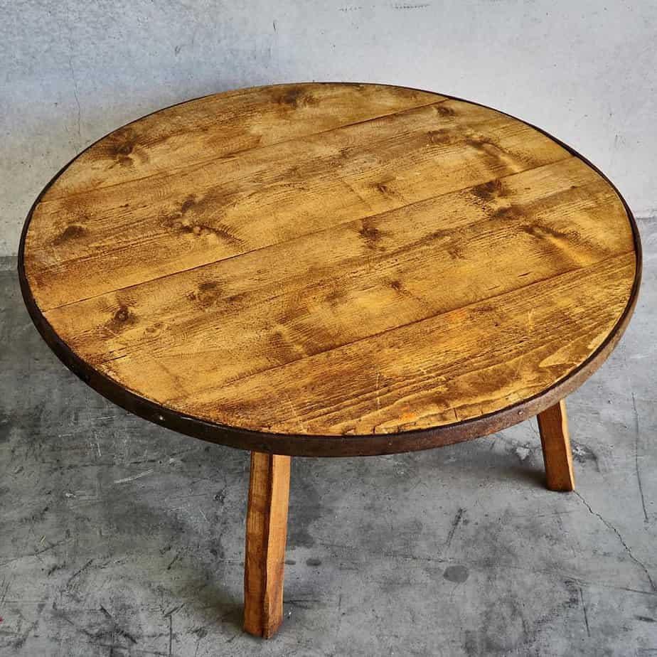 Round Table with Metal Edge for sale at Pamono