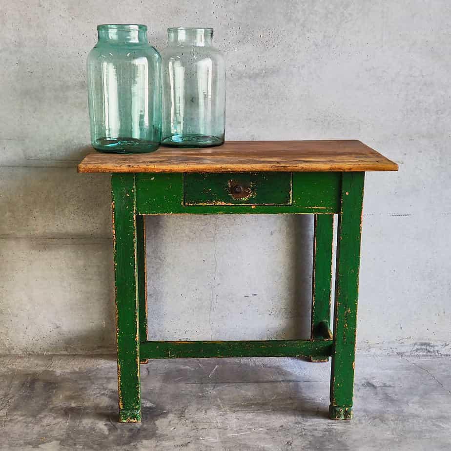 Vintage Green Wood Table, 1920 for sale at Pamono