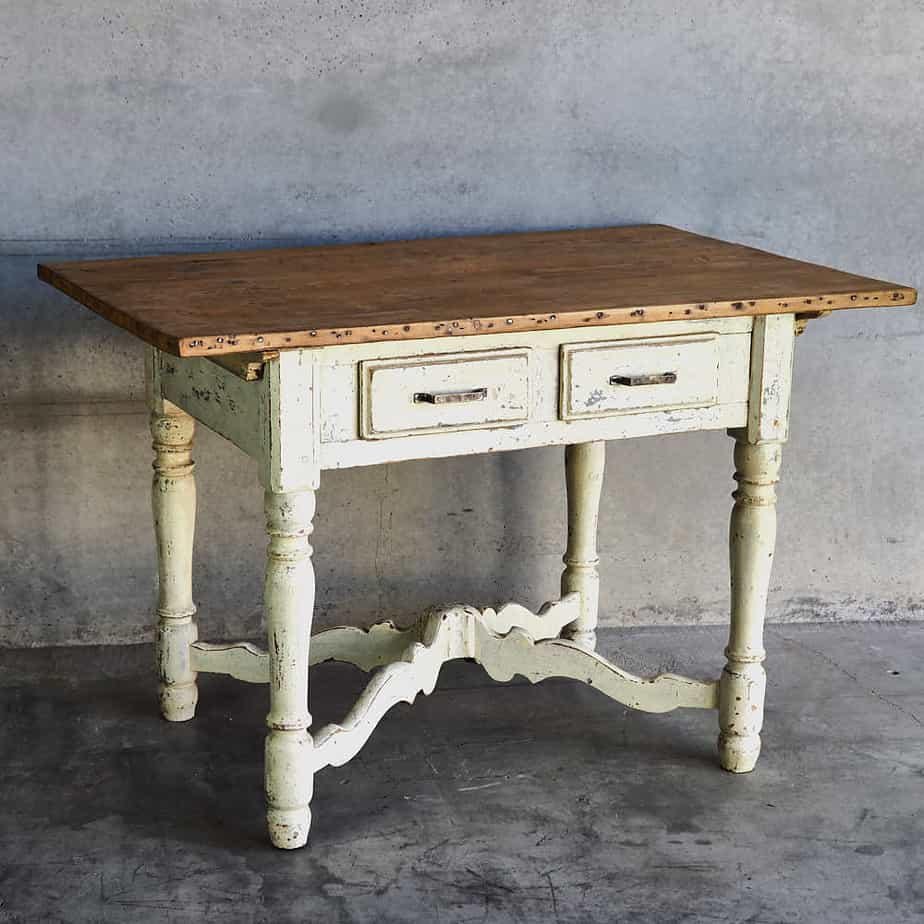 Antique White Wood Table, France, 1900s for sale at Pamono