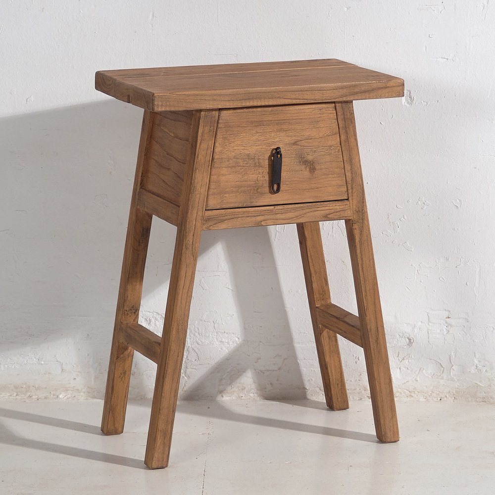 Antique Triangle-Shaped Wooden Nightstand for sale at Pamono