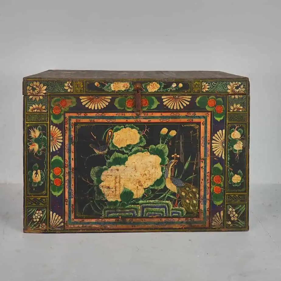 Antique Opera Trunk Illustrated with Chrysanthemums, 1900s for sale at ...