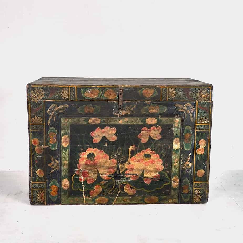 Antique Opera Chest with Lotus Flowers, China, 1900s for sale at Pamono