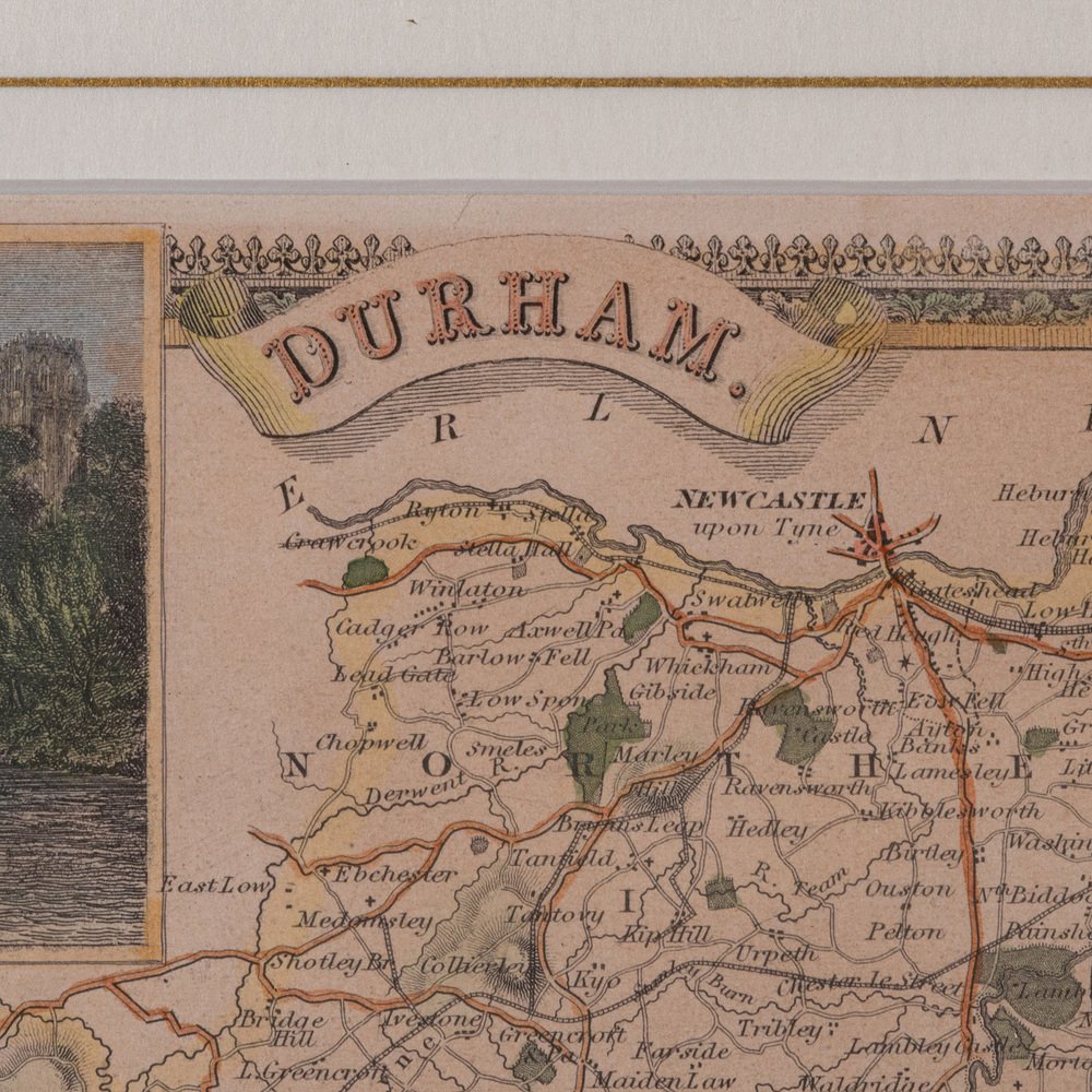 English Lithography Map of County Durham for sale at Pamono