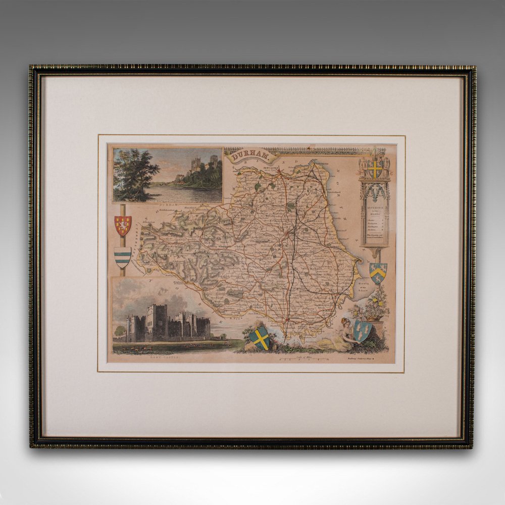 English Lithography Map of County Durham for sale at Pamono