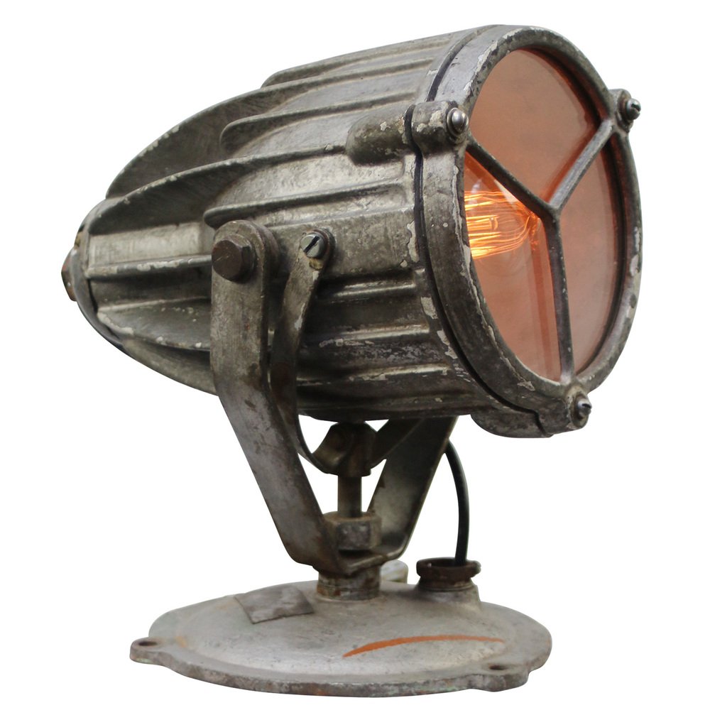 Vintage Industrial Gray Metal Clear Glass Spot Table Lamp for sale at ...