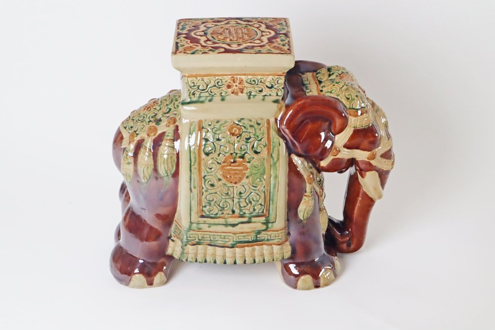 Large Ceramic Elephant Plant Stand, 1970s for sale at Pamono
