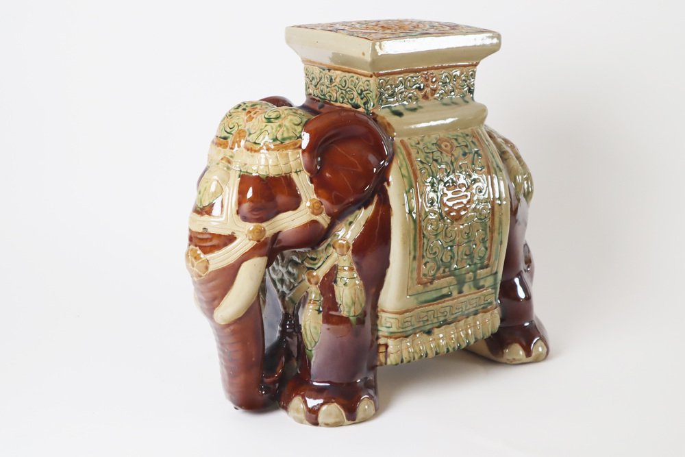 Large Ceramic Elephant Plant Stand, 1970s for sale at Pamono