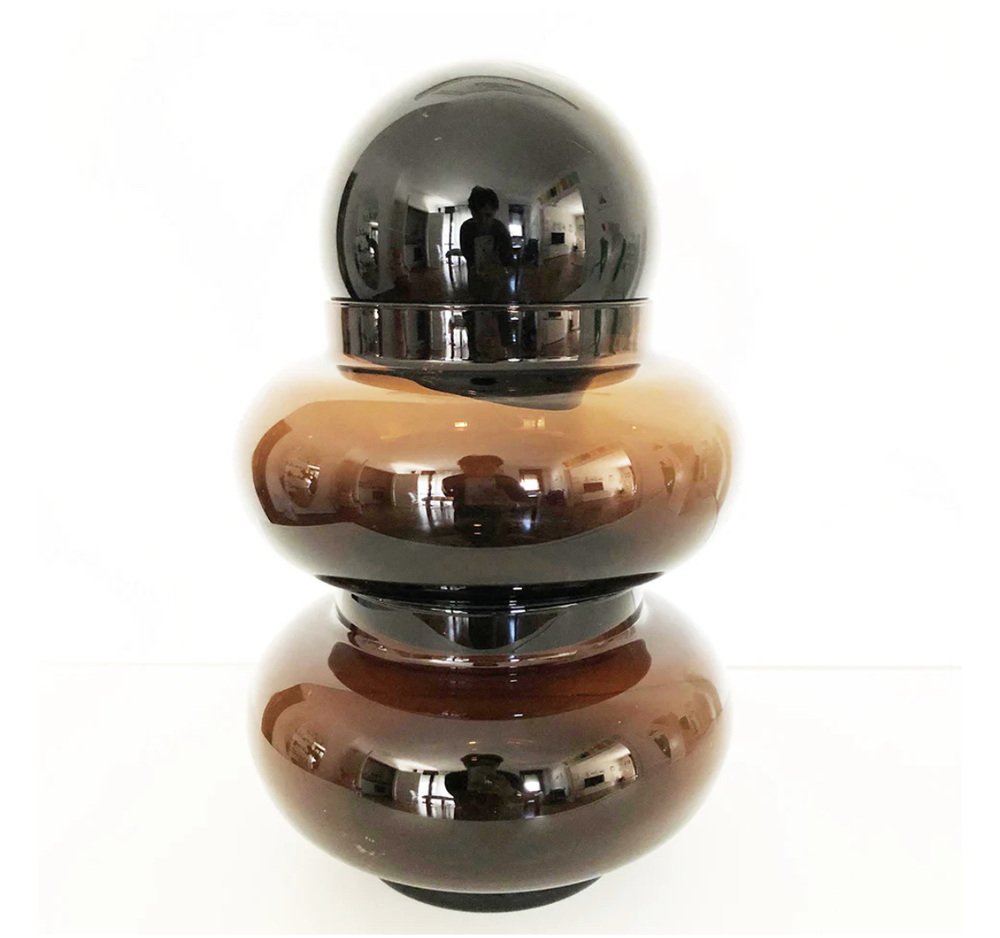 Modular Brown Glass Vase attributed to Vistosi, 1960s for sale at Pamono
