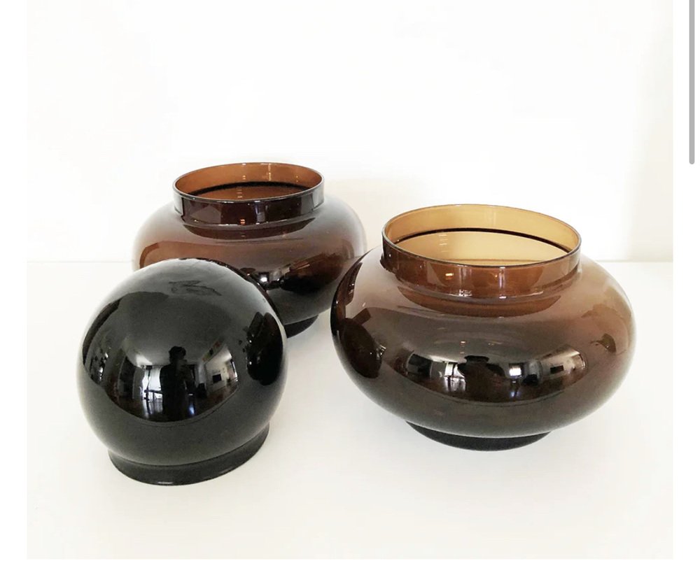 Modular Brown Glass Vase attributed to Vistosi, 1960s for sale at Pamono