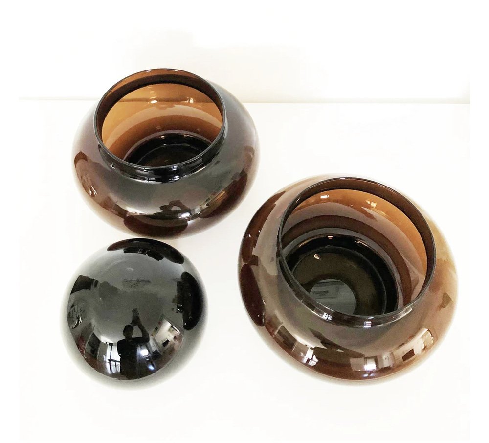 Modular Brown Glass Vase attributed to Vistosi, 1960s for sale at Pamono