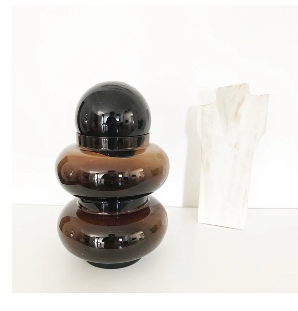 Modular Brown Glass Vase attributed to Vistosi, 1960s for sale at Pamono