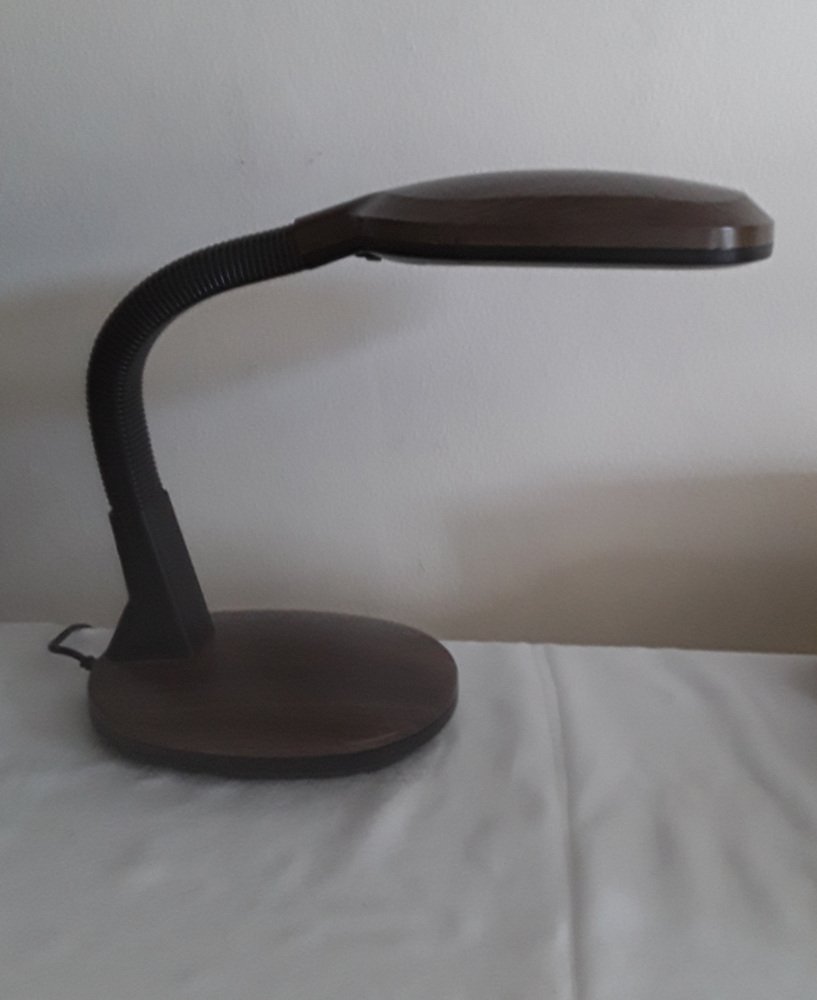 Vintage Desk Lamp with Adjustable Gooseneck Reflector in Brown Plastic ...