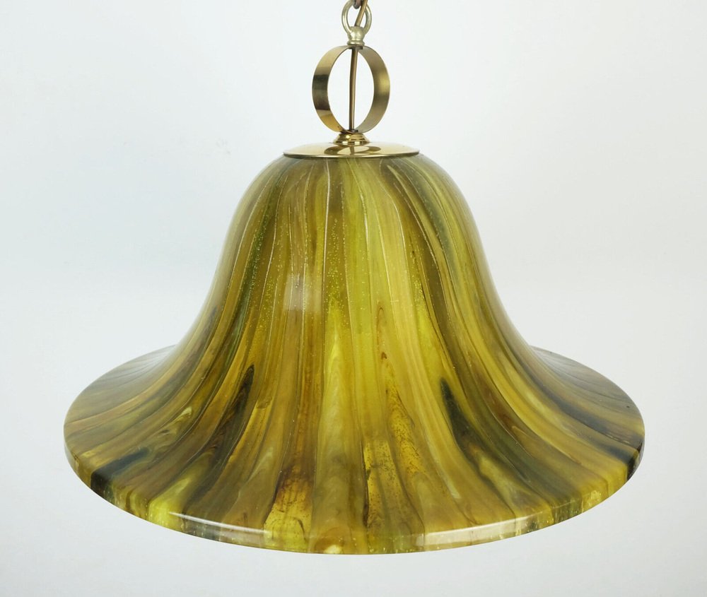 Vintage Pendant Lamp in Amber Color, Acrylic and Brass, 1970s for sale ...